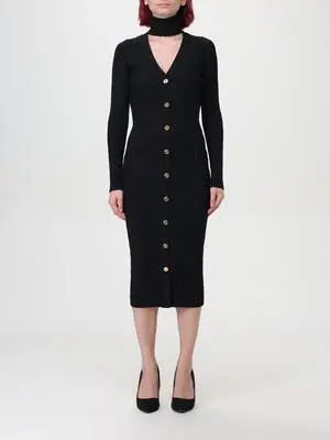 Elisabetta Franchi Ribbed Button-up Midi Dress