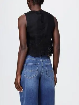 TWINSET Linen And Lace Sleeveless Top