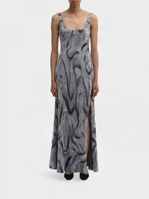 MARGHERITA MACCAPANI Nice But Naughty Long Dress In Printed Lurex Jersey - Black