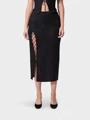 MARGHERITA MACCAPANI Glitter Cotton Blend Pencil Skirt - Black