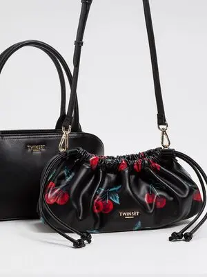 TWINSET Faux Leather Bucket Bag With Drawstring Closure