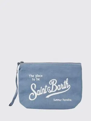 MC2 SAINT BARTH Aline Striped Linen Pochette - Denim