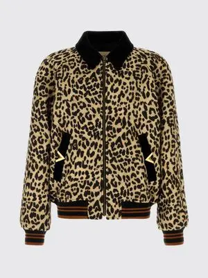 Valentino Garavani Animal Print Wool Bomber Jacket