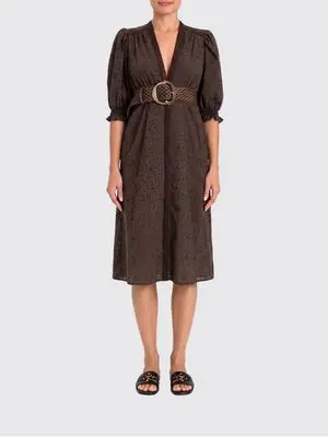 TWINSET Sangallo Midi Dress - Coffee