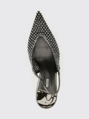LE SILLA Gilda Mesh Nylon Slingbacks With Rhinestones