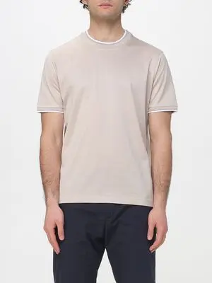 Paul & Shark Cotton T-shirt With Striped Profiles - Beige