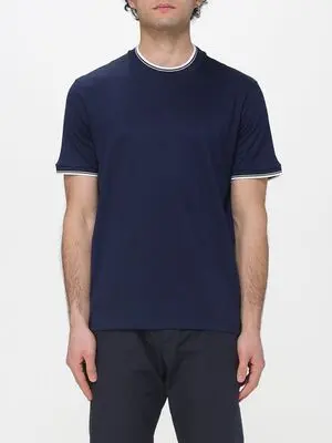 Paul & Shark Cotton T-shirt With Striped Profiles - Blue