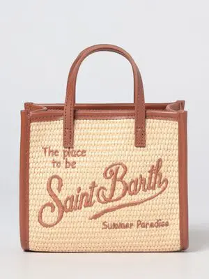 MC2 SAINT BARTH Vivian Straw And Faux Leather Handbag - Ecru