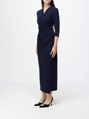 Giorgio Armani Long Sleeve V-neck Ruched Sheath Dress