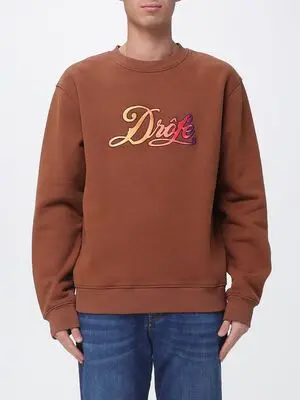 Drole De Monsieur Cotton Blend Crewneck Sweatshirt With Logo - Brown