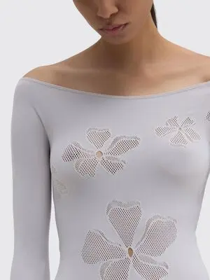 MARGHERITA MACCAPANI Jersey Midi Dress With Floral Embroidery - Pearl