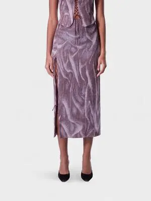 MARGHERITA MACCAPANI Glitter Cotton Blend Pencil Skirt - Lilac