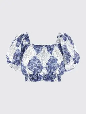TWINSET Cropped Ramie Top With Floral Print