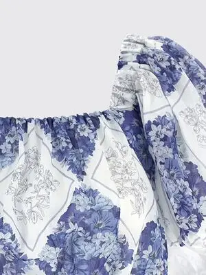 TWINSET Cropped Ramie Top With Floral Print