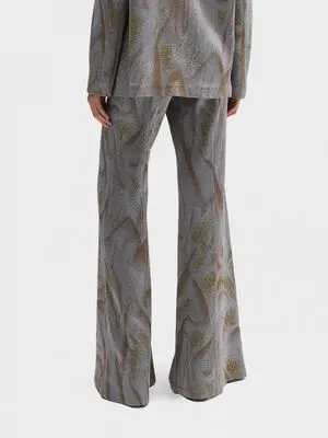 MARGHERITA MACCAPANI Printed Flared Trousers In Organic Cotton Blend - Sand