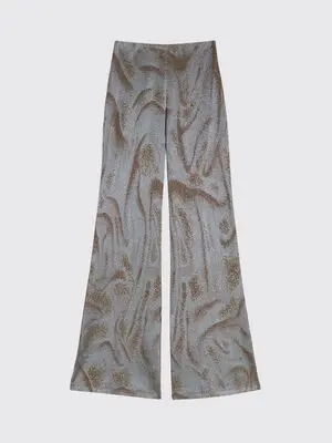 MARGHERITA MACCAPANI Printed Flared Trousers In Organic Cotton Blend - Sand