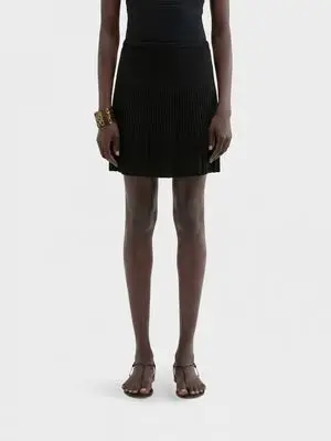 MARGHERITA MACCAPANI Pleated Cotton Skirt - Black