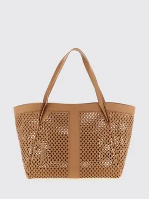 TWINSET Perforated Faux Leather Tote Bag - Brown