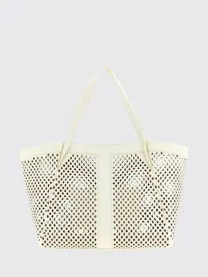 TWINSET Perforated Faux Leather Tote Bag - White