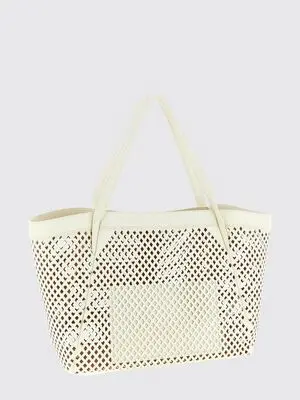 TWINSET Perforated Faux Leather Tote Bag - White