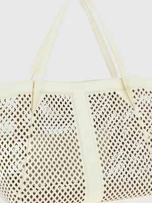TWINSET Perforated Faux Leather Tote Bag - White