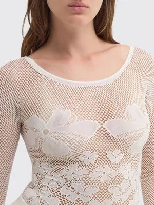 MARGHERITA MACCAPANI Sheer Mesh Bodysuit With Floral Lace Detail