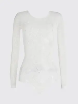 MARGHERITA MACCAPANI Sheer Mesh Bodysuit With Floral Lace Detail