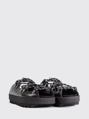 Sacai Low-heeled Platform Sandals In Smooth Leather With Notched Sole