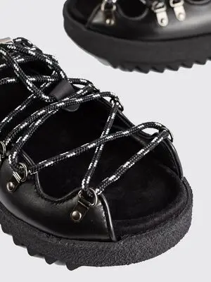 Sacai Low-heeled Platform Sandals In Smooth Leather With Notched Sole