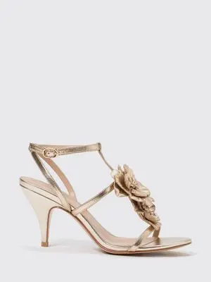 TWINSET Leather Sandals With Flowers - Brown