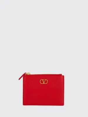 Valentino Garavani Vlogo Signature Grained Leather Wallet - Red