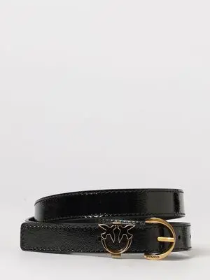 Pinko Love Birds Naplak Leather Belt - Black