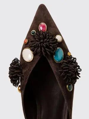 TWINSET Suede Mules With Applications And Stones