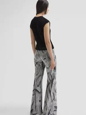 MARGHERITA MACCAPANI Easy Flared Trousers In Abstract Print - Black