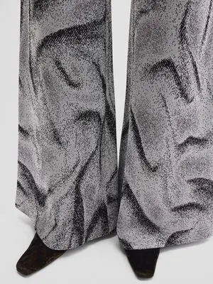 MARGHERITA MACCAPANI Easy Flared Trousers In Abstract Print - Black