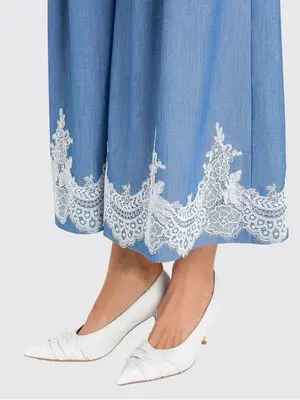 TWINSET Cropped Cotton Trousers With Inserts