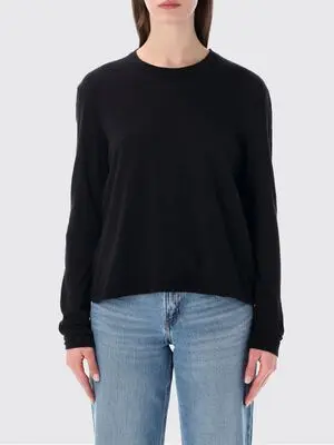 JAMES PERSE Long-sleeved Glitter Cotton T-shirt With Crew Neck - Black