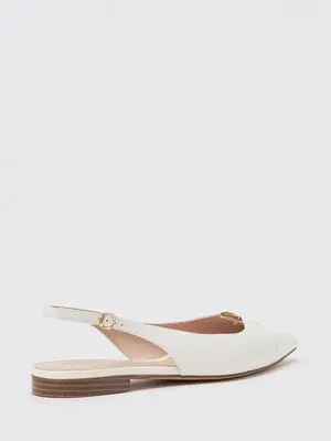 TWINSET Leather Slingback Ballerinas - White