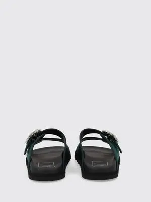 ROGER VIVIER Slidy Viv Satin Sandals With Jewel Buckles - Green