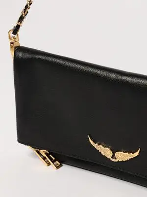 Zadig&Voltaire Textured Leather Clutch With Wing Embellishment - Gold
