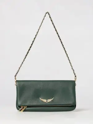 Zadig&Voltaire Leather Clutch Bag With Tone Wings Detail - Green