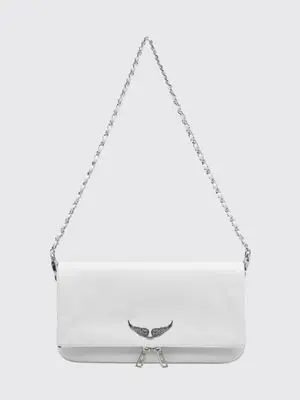 Zadig&Voltaire Leather Clutch Bag With Tone Wings Detail - White