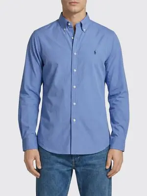 Polo Ralph Lauren Slim Fit Stretch Cotton Shirt With Button-down Collar And Pony Logo Blue 1