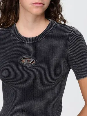 DIESEL® Ribbed T-shirt With Logo Detail