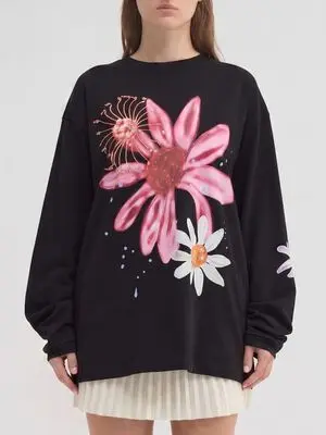 MARGHERITA MACCAPANI Printed Cotton Oversized T-shirt - Black