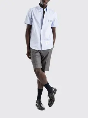 Thom Browne Short-sleeved Shirt In Cotton Poplin With A Button-down Collar