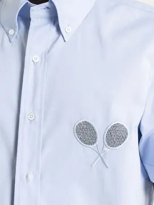 Thom Browne Short-sleeved Shirt In Cotton Poplin With A Button-down Collar