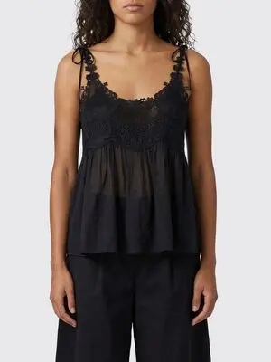 TWINSET Cotton Top With Lace Inserts - Black
