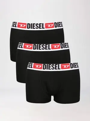 DIESEL® Set Of 3 Stretch Cotton Boxer Briefs With Logo Waistband - Black