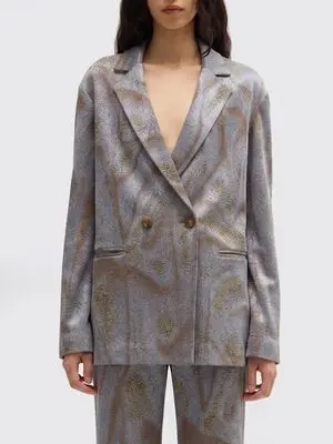 MARGHERITA MACCAPANI Double-breasted Viscose And Cotton Blazer - Sand